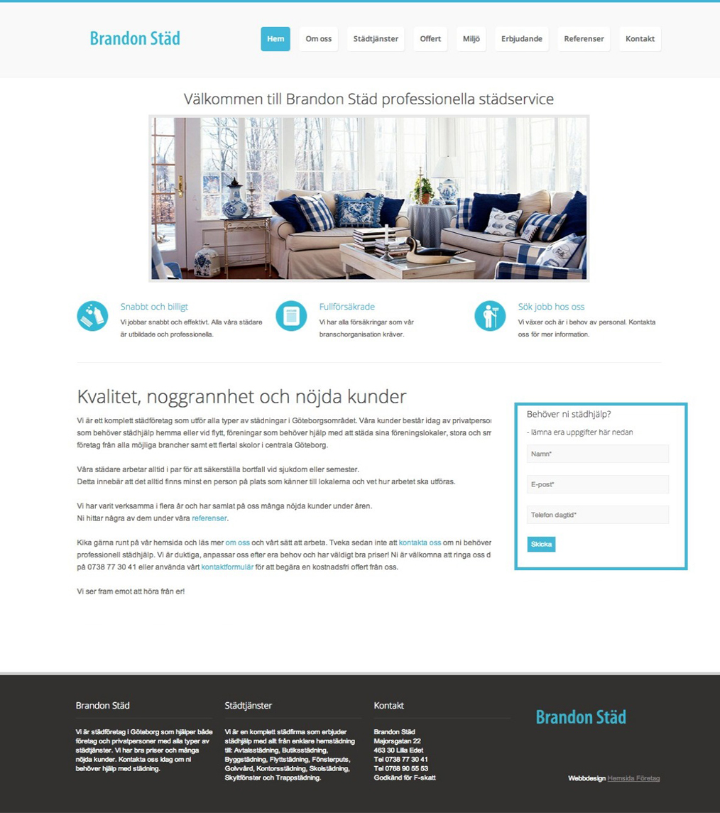 Hemsida till städföretag i Göteborg | Billig hemsida